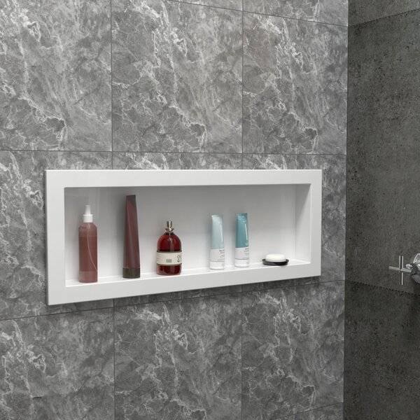 Armário Nicho Para Banheiro Em Pedra Ardosia 97cm Newstone Branco ...