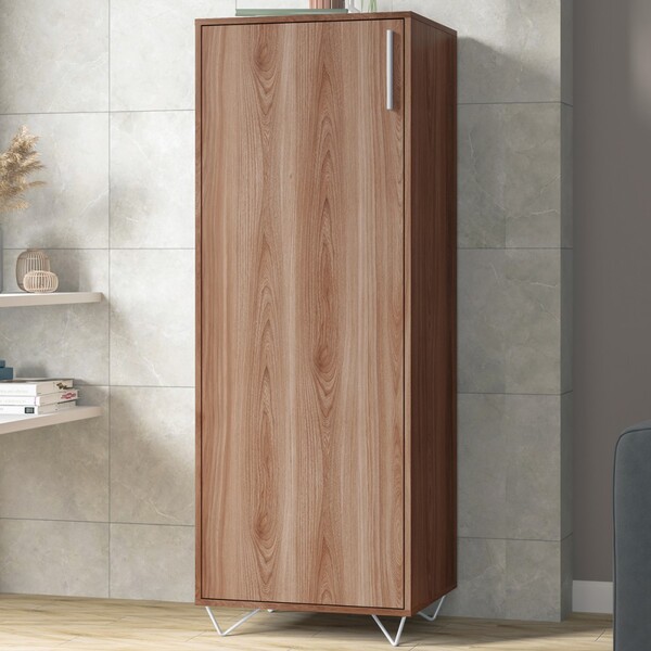 Armário Para Escritório 1 Porta 2 Prateleiras Castanho/metal Branco Blc ...