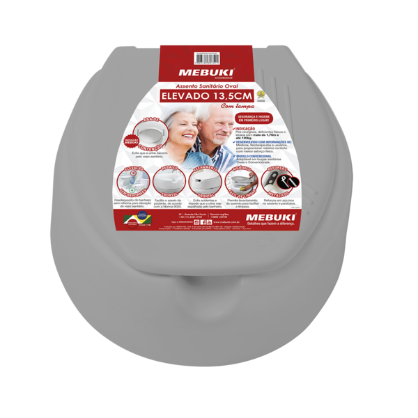 Assento Sanitário Elevado Mebuki - 13,5cm - Cinza | Leroy Merlin