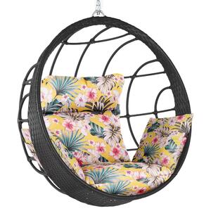 Balanço Suspenso Ninho Em Alumínio E Fibra Sintética Preta E Almofadas ...