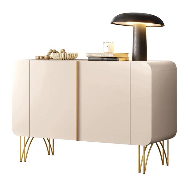 Balcão Aparador Buffet 2 Portas Pé Metal Benvy H01 Off White ...