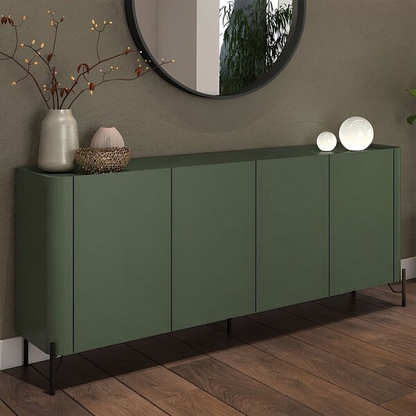 Balcão Buffet 180cm Porta Lisa Estrutura 100% Mdf Com Pés Em Metal Bend ...