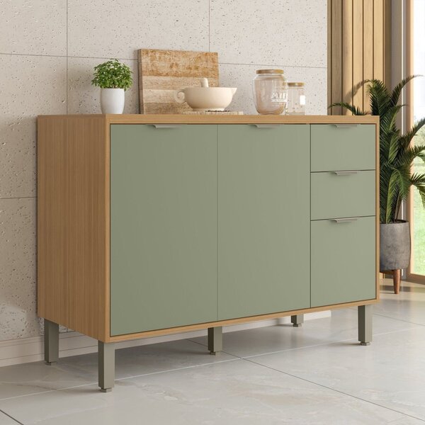 Balcão Cozinha 3 Portas 2 Gavetas Com Tampo Mdf 120cm Colors Verde ...