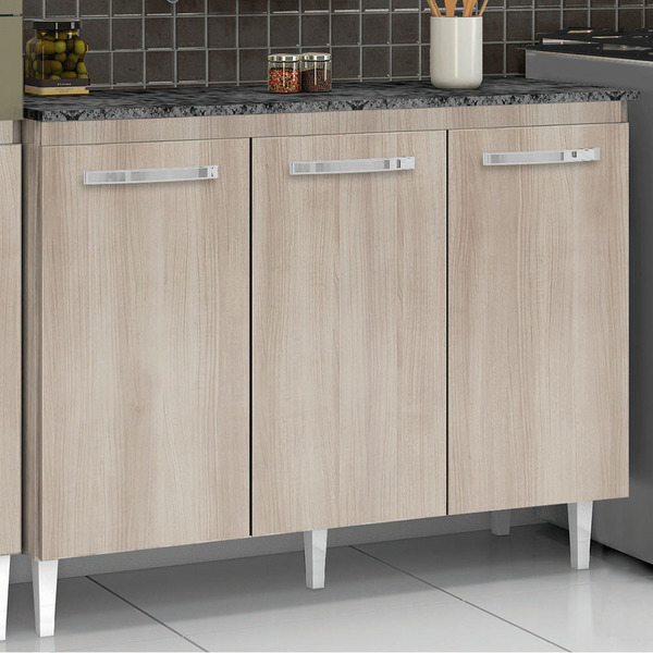 Balcão De Cozinha Com 3 Portas Julia - Acabamento Em Verniz - Teka ...