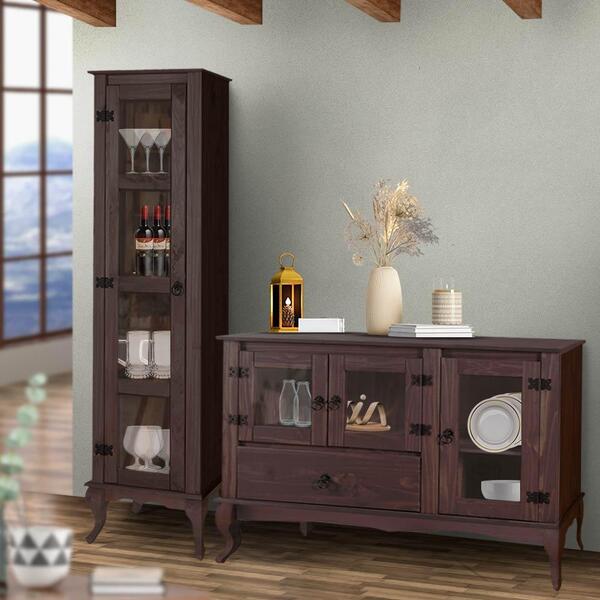 Balcão Rústico Com Torre Portas Em Vidro Imbuia D161 E D125 Denk ...