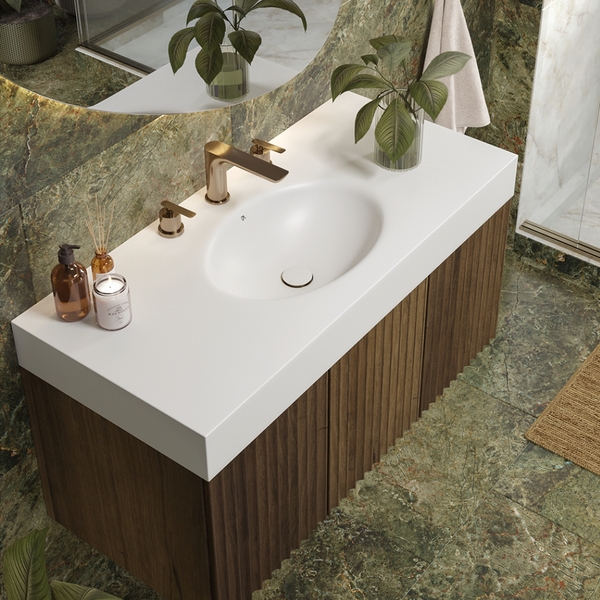 Bancada Banheiro Com Cuba Esculpida Oval Oasis 100 Cm | Leroy Merlin