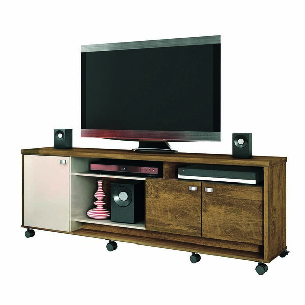 Bancada Dallas Canela/off White 3 Portas 2 Prateleiras 5 Nichos E ...