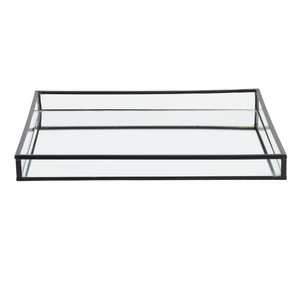 Bandeja Organizadora 30cm de Vidro e Metal Dourado 30x8x17cm Oikos ...