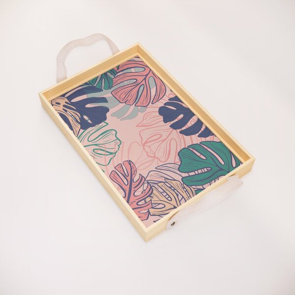 Bandeja Decorativa Pequena Costela De Adão Colorida - 32x22cm Clara ...