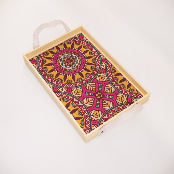 Bandeja Decorativa Pequena Mandala Colorida - 32x22cm Clara | Leroy Merlin