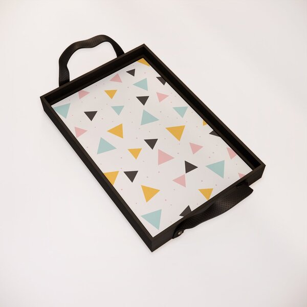 Bandeja Decorativa Pequena Triângulos Coloridos - 32x22cm Preta | Leroy ...