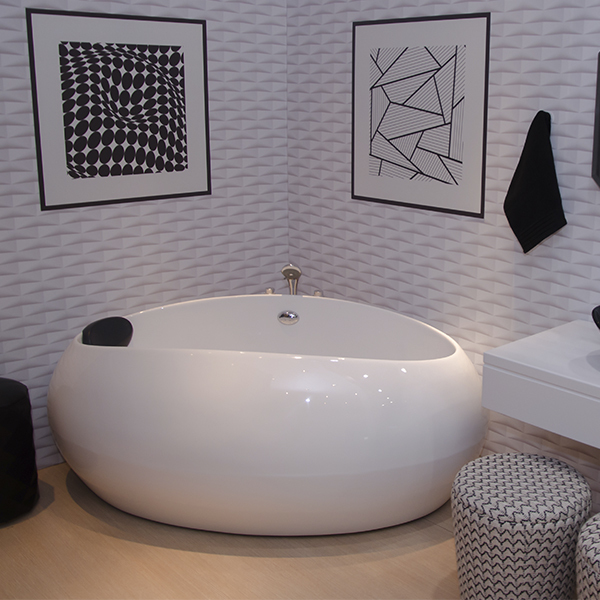 Banheira de Hidromassagem Oval Vancouver 180x108x70cm Gel Coat Branca ...