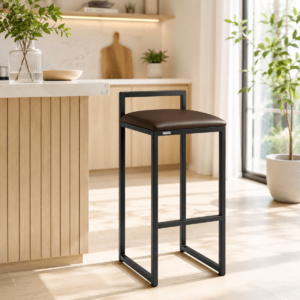 Banqueta Alta Bancada Área Gourmet Sala Jantar Metal Bar Moderno Couro ...