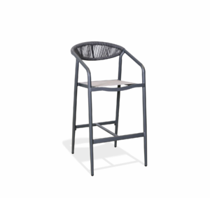 Banqueta Alta em Alumínio e Corda 108cm Cinza Escuro Evora Plicosa ...