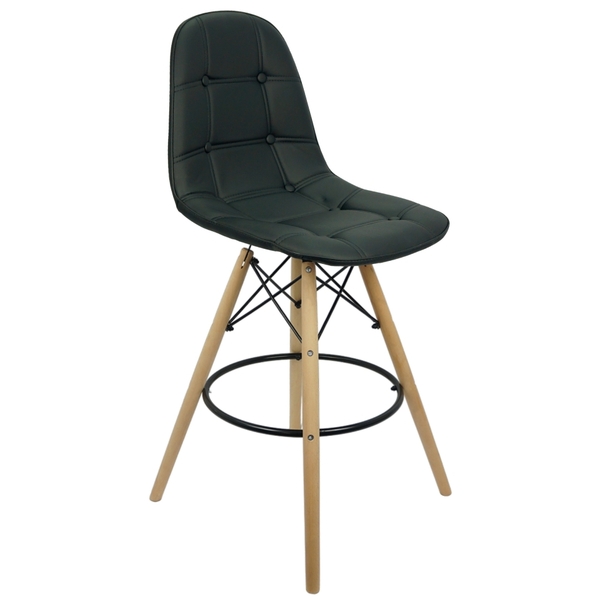 Banqueta Botonê Eiffel Assento Couro Base Fixa Madeira - Preto | Leroy ...