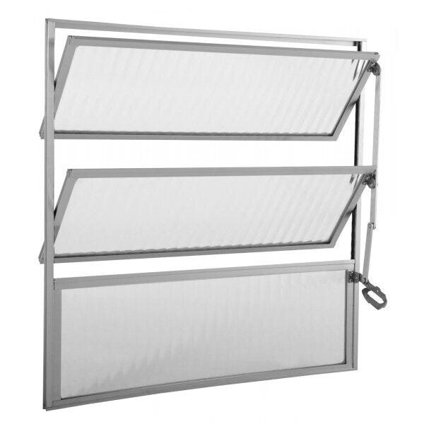 Basculante De Alumínio 3 Folhas 1 Fixa Vidro Canelado Integral Econ ...