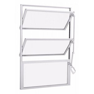 Basculante De Alumínio 3 Folhas 1 Fixa Vidro Mini Boreal Integral Econ ...