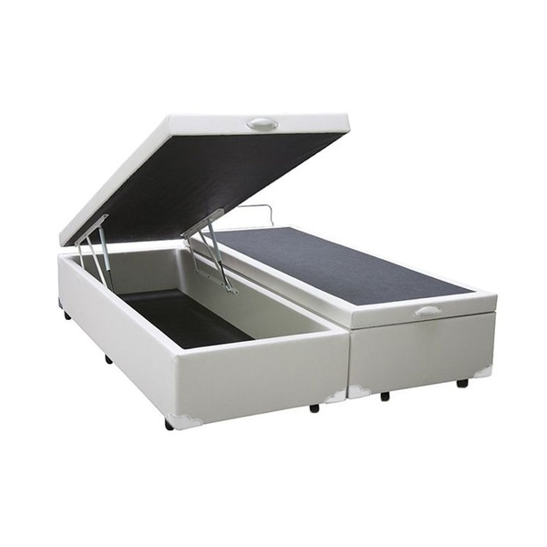 Base Cama Box Baú Bipartido Queen Size Couro Sintético Branco ...