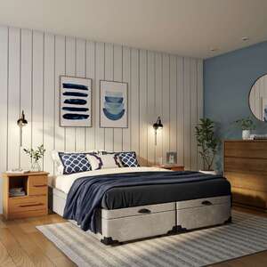 Base Para Cama Box Queen Mabel Com Baú Suede (45x158x198) Bege | Leroy ...