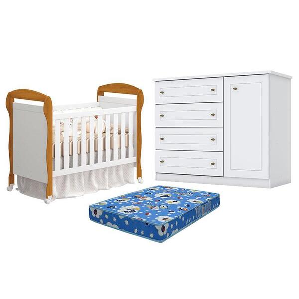 Berço Americano Danny Branco Acetinado Savana Reller E Cômoda Infantil ...