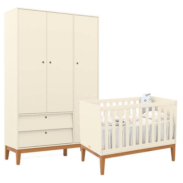 Berço Americano E Guarda Roupa Unique 3 Portas Off White Eco Wood ...