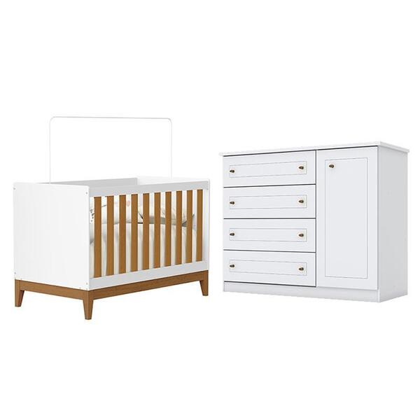 Berço Americano Flip Branco Acetinado Savana Reller E Cômoda Infantil ...