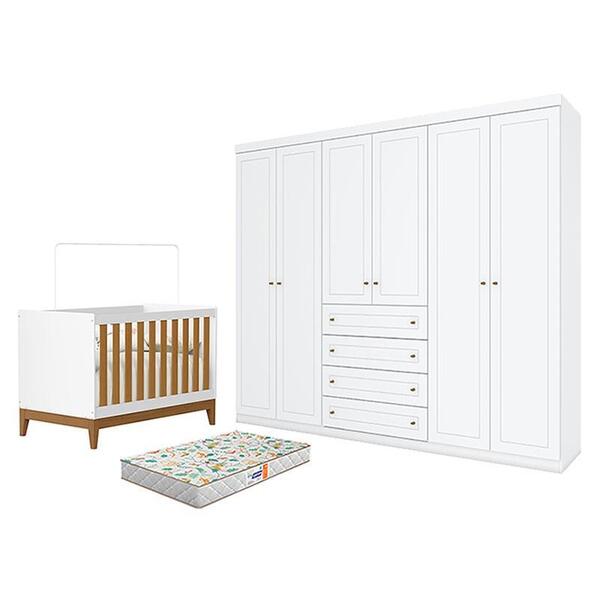 Berço Flip Branco Acetinado Savana Reller E Guarda Roupa Casal 6 Portas ...