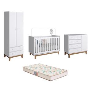 Berço Retrô Grade, Guarda Roupa Infantil 02 Gvts 02 Pts Retro E Cômoda ...
