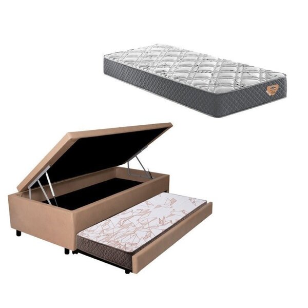 Bicama Box Baú Solteiro 88x188 Cm Em Courino Com Colchão Adapto Molas ...