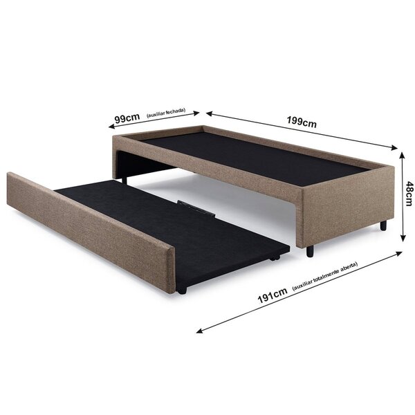 Bicama Box Para Dois Colchões Solteiro Linho Marrom | Leroy Merlin