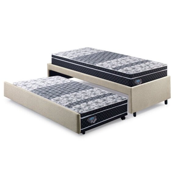 Bicama Box Solteiro 88x188cm Linho Com Dois Colchões Gran Sleep Molas ...