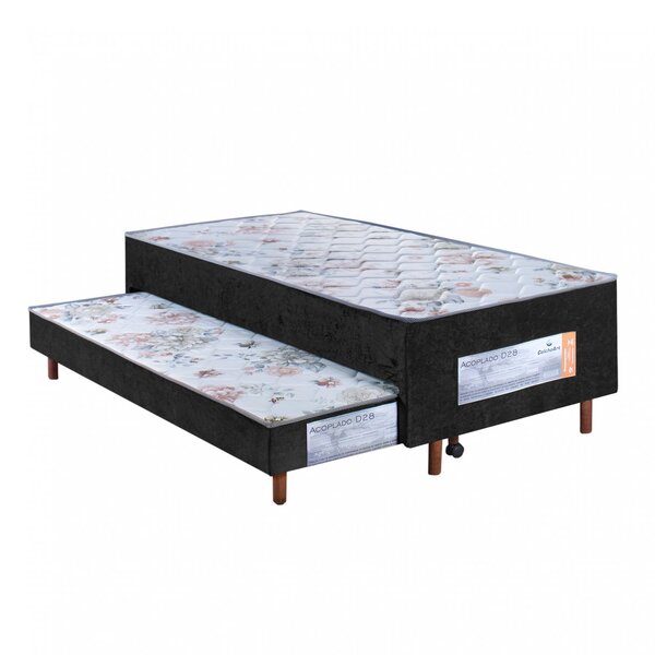 Bicama Box Solteiro D-28 Com Box Auxiliar 188x88x52cm Colchoarte Preto ...