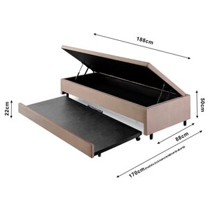 Bicama Solteiro Com Baú 88x188 Suede Bege | Leroy Merlin
