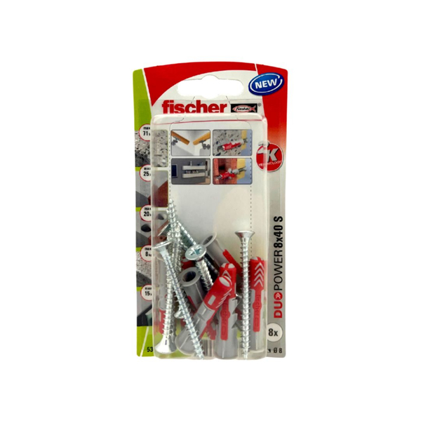 Bucha Nylon 8mm Concreto Poroso DuoPower com Parafuso 5 peças Fischer ...