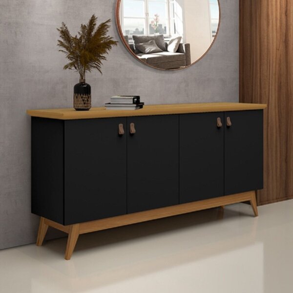 Buffet 4 Portas Absolut Preto/nature | Leroy Merlin