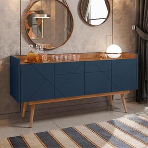Buffet Armand Cedro Azul Cobalto 4 Portas Com Puxadores Cava | Leroy Merlin