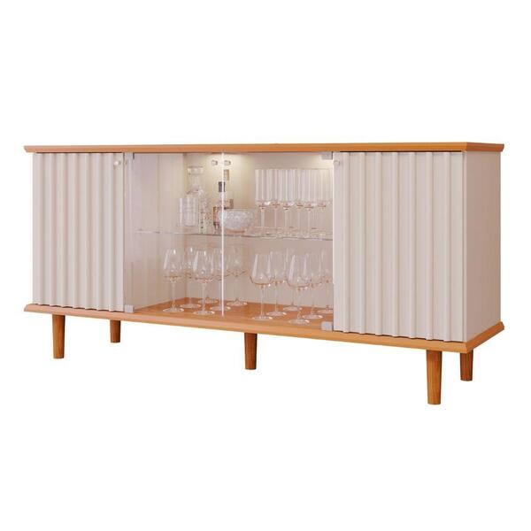 Buffet Para Sala De Jantar 2 Portas Ripado Mdf 2 Portas De Vidro Janice ...