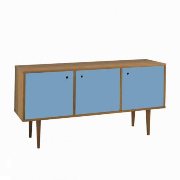 Balcão Buffet 3 Portas Vintage 353 Nogal/azul Serenata - Maxima | Leroy ...