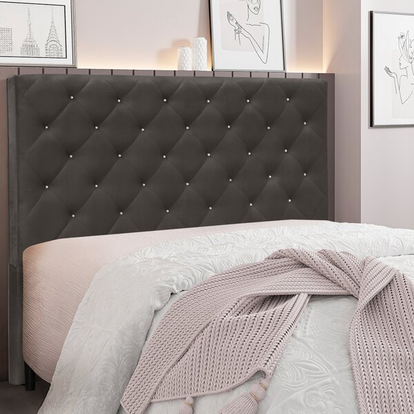 Cabeceira Casal 140cm Em Suede Tania Cinza Cinza | Leroy Merlin