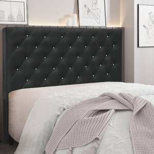 Cabeceira Casal 140cm Veludo Tania Preto Preto | Leroy Merlin
