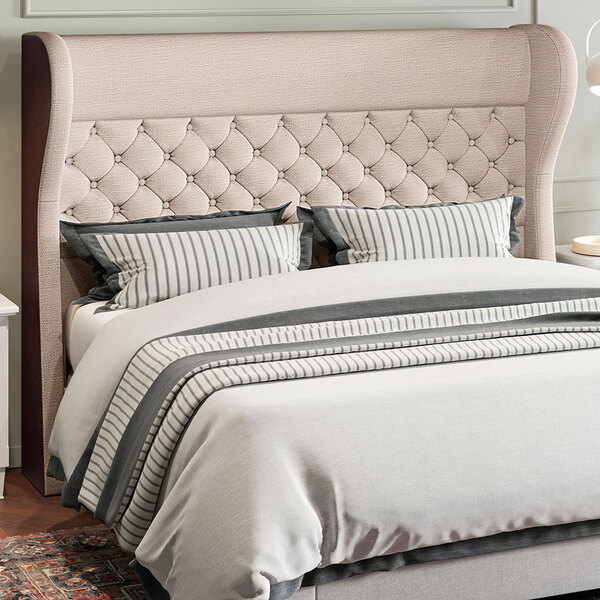 Cabeceira Para Cama Box King 213cm Bono Courino Marrom | Linho Bege ...