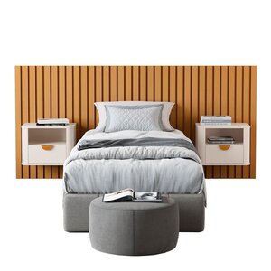 Cabeceira Solteiro Com 2 Mesas De Cabeceira Curva Ripada 100% Mdf Linha ...