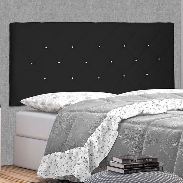 Cabeceira Suspensa Solteiro 90cm Suede Tania Preto Preto | Leroy Merlin