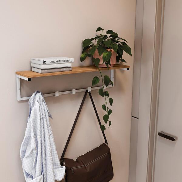 Cabideiro De Parede Kappesberg Canela/branco 69,5cm | Leroy Merlin