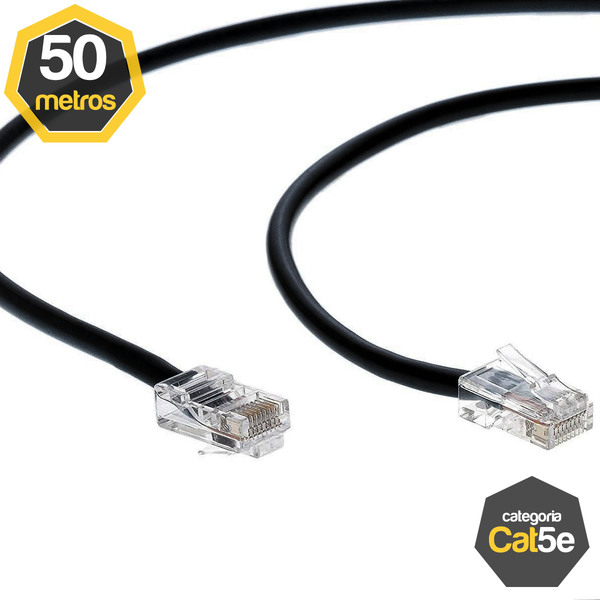 Cabo De Rede Cat5e Preto Montado 50 Metros | Leroy Merlin