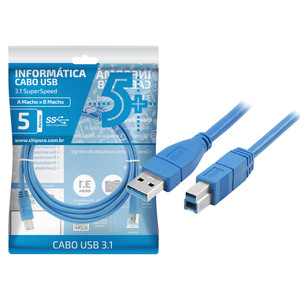 Cabo Usb-a Macho 3.0 X Usb-b Macho Super Rápido Azul - 5m | Leroy Merlin