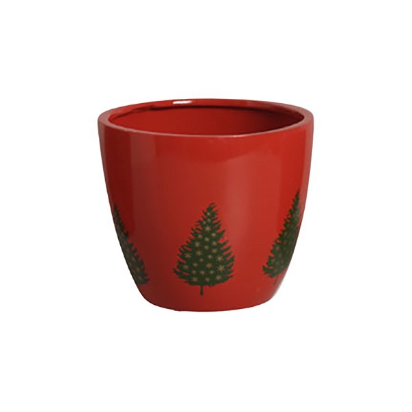 Cachepot Médio Cerâmica 14,9x15,8cm Vermelho Moderno Cerâmica Burguina ...