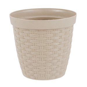 Cachepot Pequeno em Plástico 10x12cm Cinza Rattan Okla | Leroy Merlin