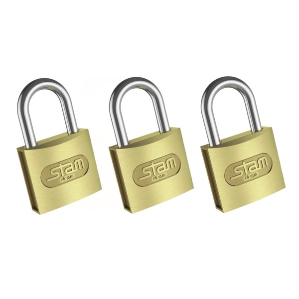Cadeado 40mm Zamac Latonado Stam Kit 3 Unidades | Leroy Merlin