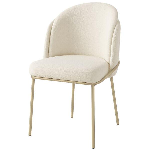 Cadeira Aurora Bouclé Off White Metal Champanhe | Black Friday Leroy Merlin